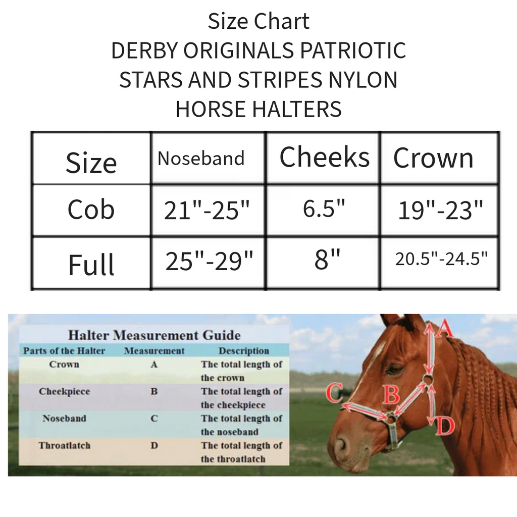 Derby Originals Patriotic Stars and Stripes Nylon Horse Halters with M ...