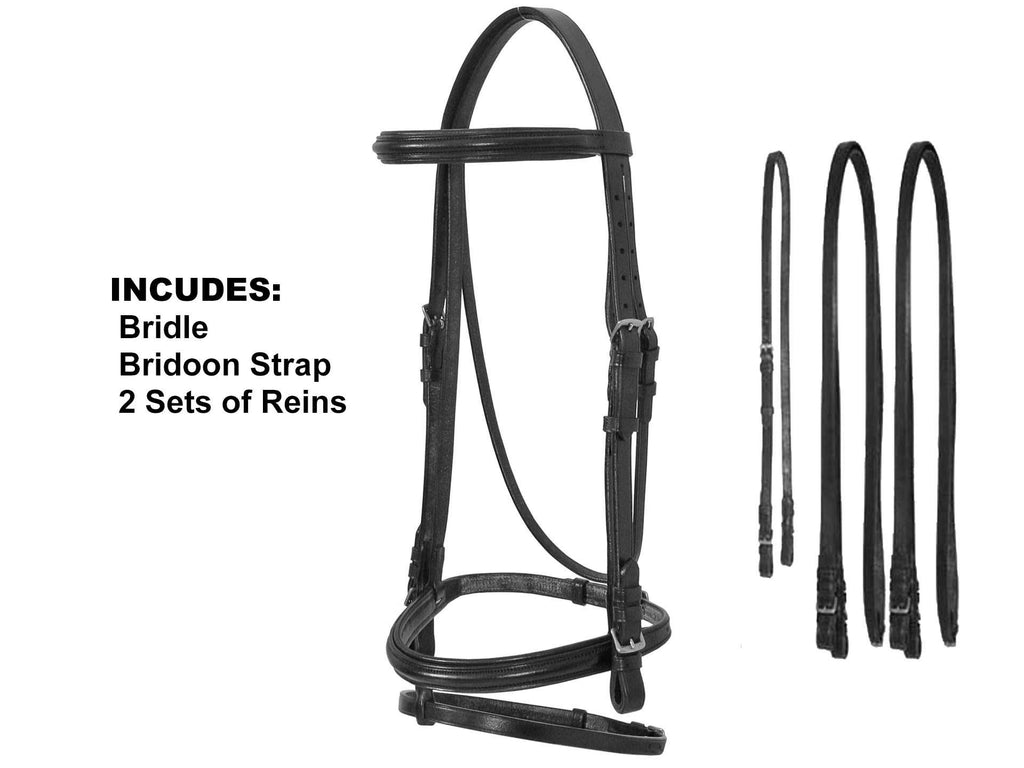Paris Tack Weymounth Double Dressage Bridles with Flash & Reins – Tack ...
