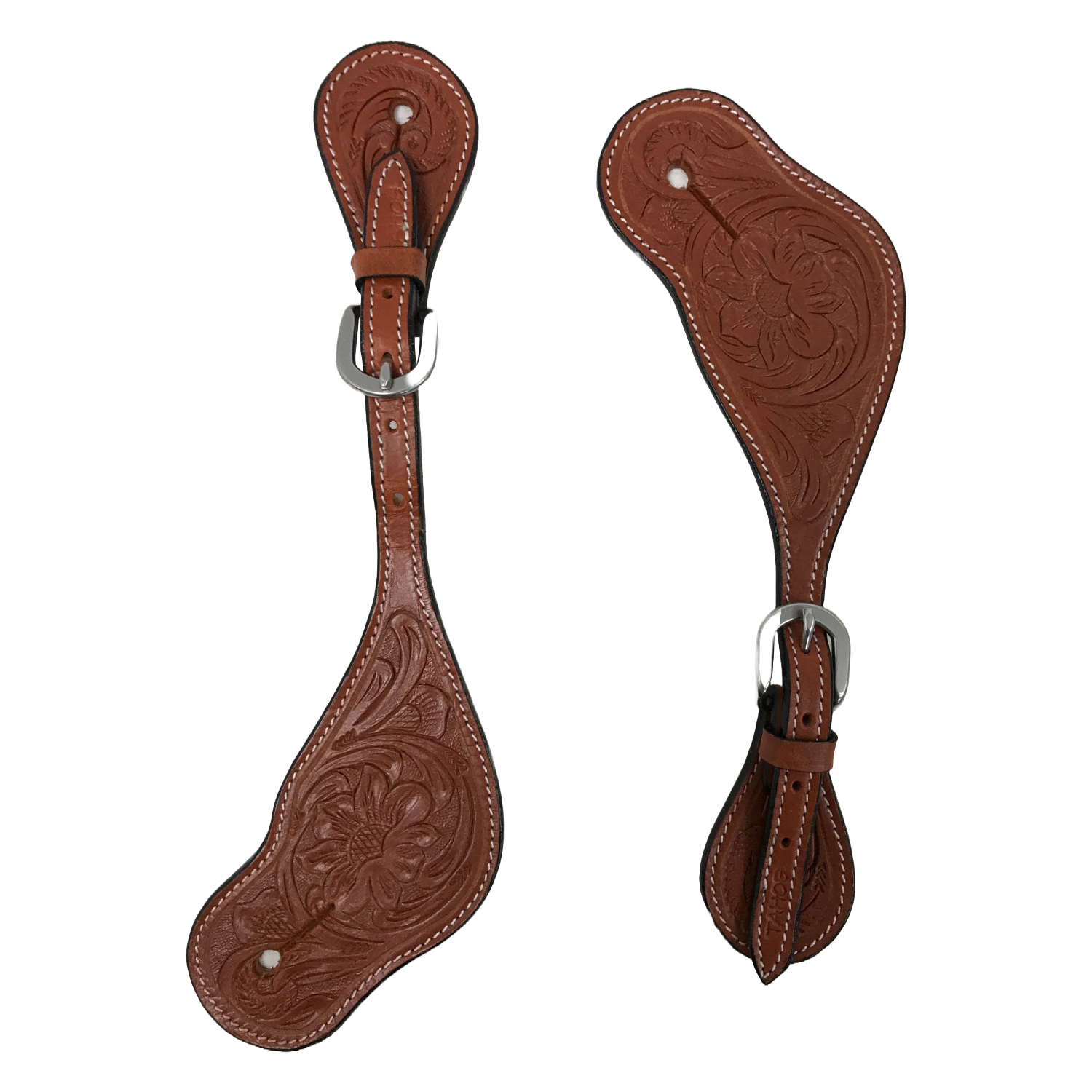 Tahoe Hand tooled Leather Western Spur Straps with Flower Design Unise ...