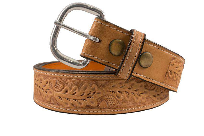 USA Leather Acorn Tooled Western Belt with Buckle – Tack Wholesale