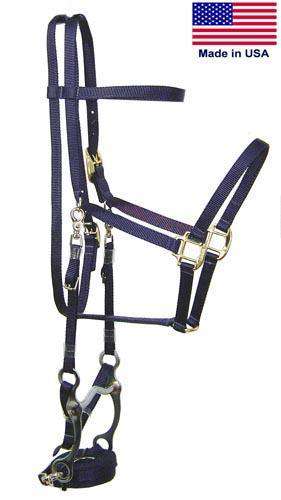 Western Heritage Made in the USA Nylon Halter Bridle Combo with Reins ...
