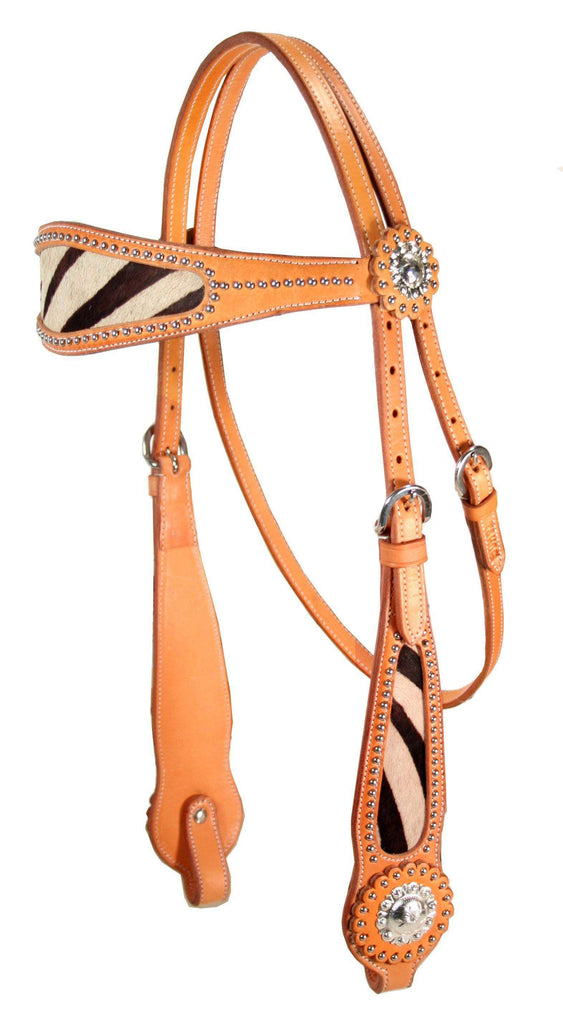 Tahoe Tack USA Leather Wild Side Zebra Print Western Browband Headstal ...